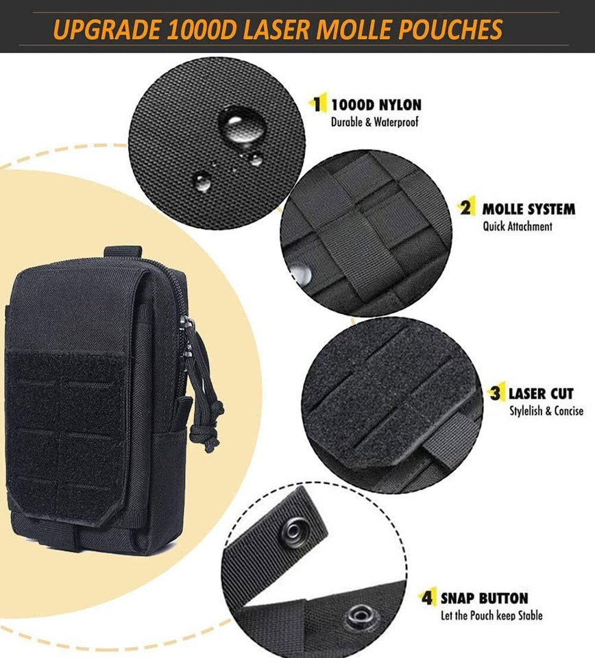 Tactical Molle Pouch EDC Utility Pouch Small Belt Waist Pack Nylon ...