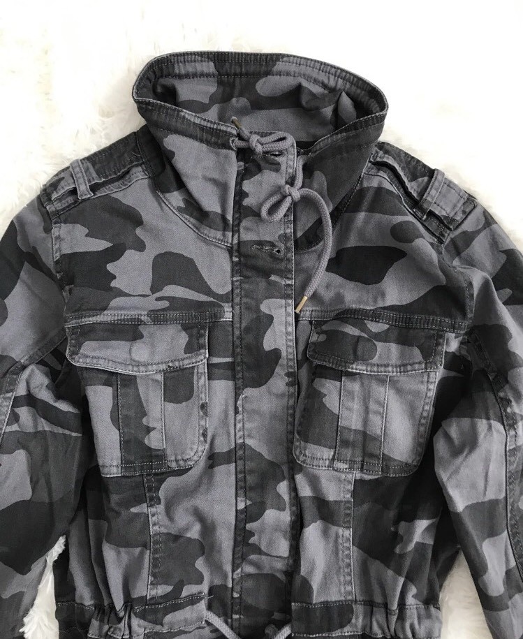 NWTS American Rag Women’s Camouflage-Print Utility Jacket In Gray/Black ...