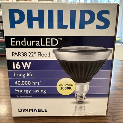 PHILIPS EnduraLED Dimmable 16W PAR38 22 Degree Flood Light Bulb - NEW ...