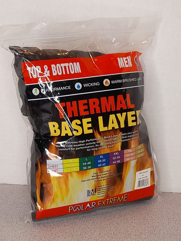 Polar Extreme Men's XL Base Layer Thermal Set Black New In package Top ...
