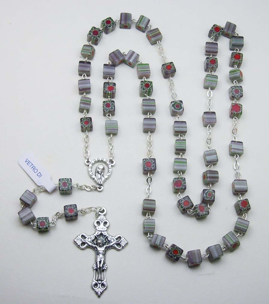 Cubed Murano Murrina Rosary - Grey | eBay