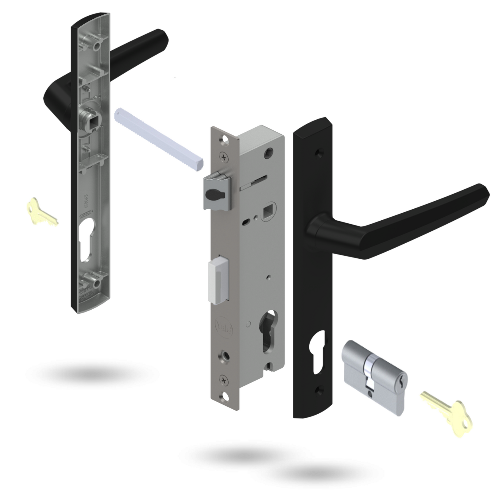 Lockwood Door Lock Pack Induro Mortice Palladium Aria Levers Black w ...