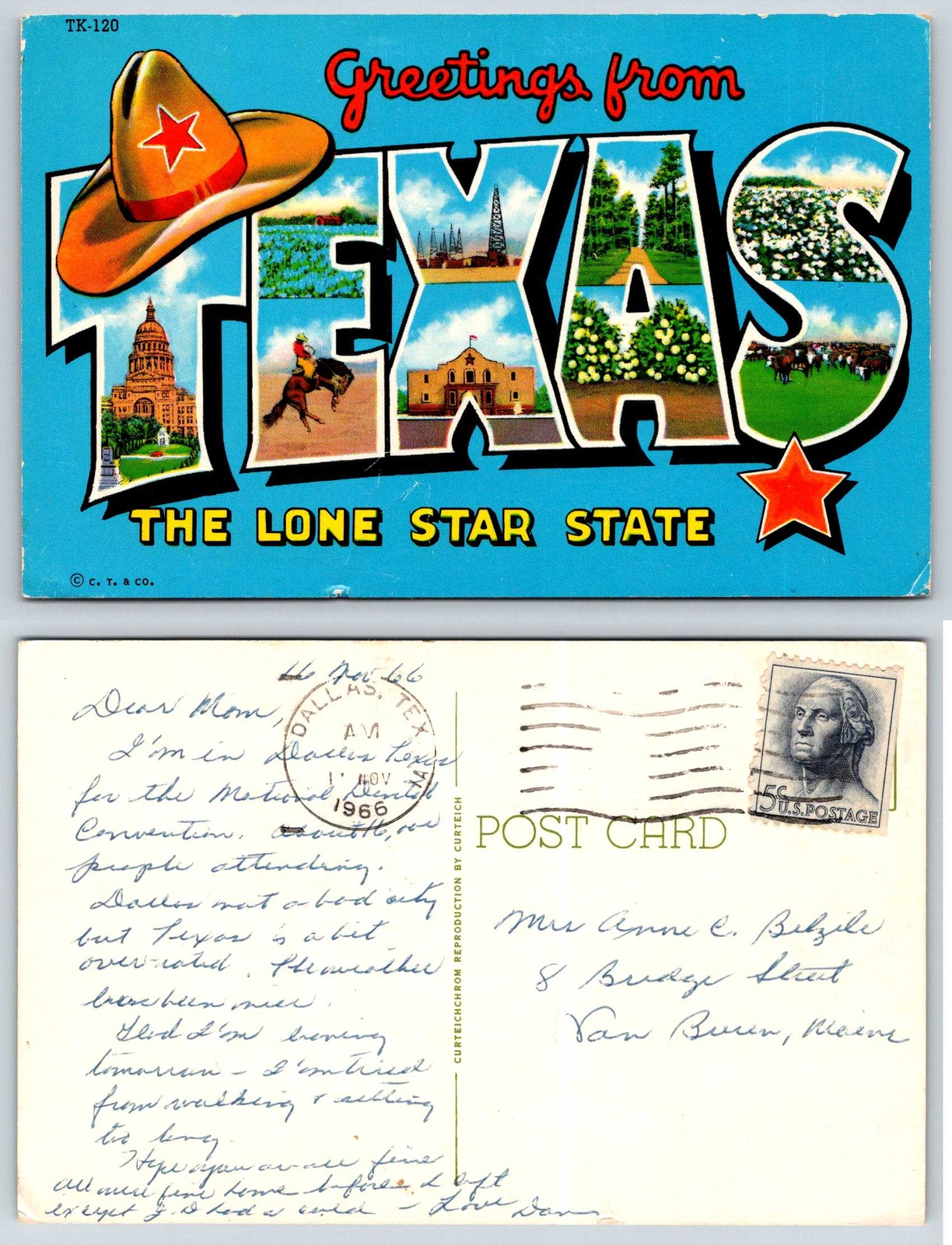 Texas The Lone Star State Large Letters Greeting Postcard AB78 | eBay