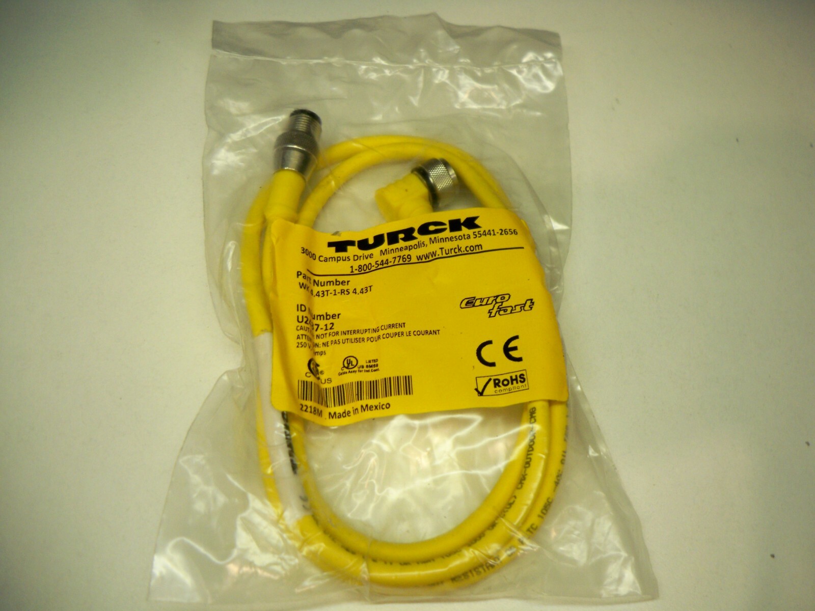 Turck WK 4.43T-1-RS 4.43T Cord Set for 4 Port Turck Multi Box Cable ID ...
