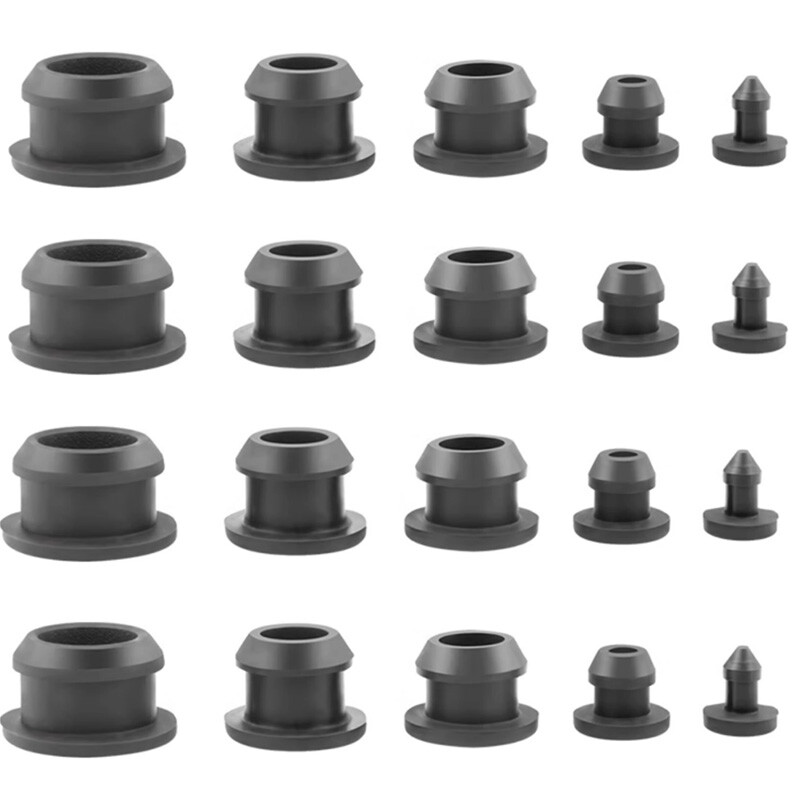 Black Silicone Rubber Snap-On Hole Plug Tube Inserts End Caps Ø 2.5mm ...