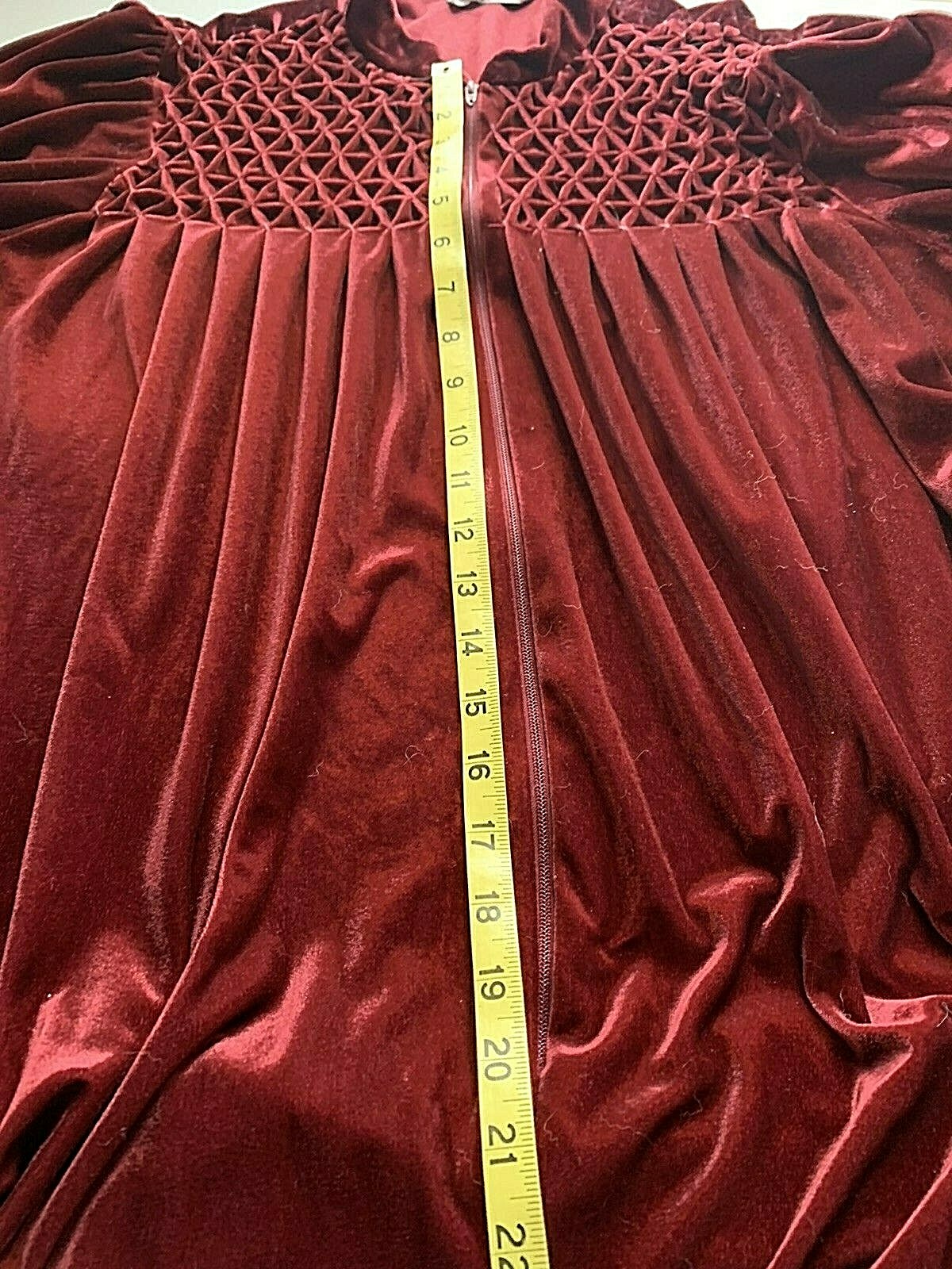 Vintage Saybury Women L Burgundy Velour 3/4 Zip Front Maxi Robe Lounger ...