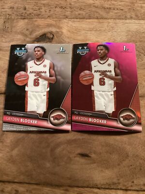 2023-24 Bowman U Layden Blocker RC Bowman Pink Refractor Arkansas ...