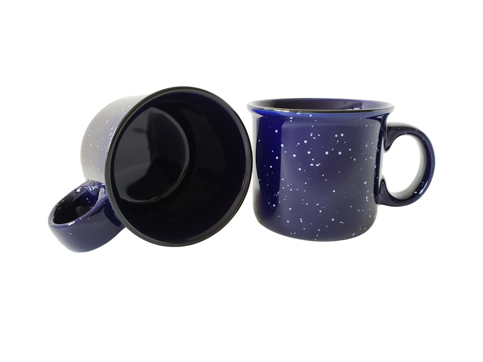 14oz Ceramic Campfire Coffee Mugs Set of 4, Blue with Speckled Finish ...