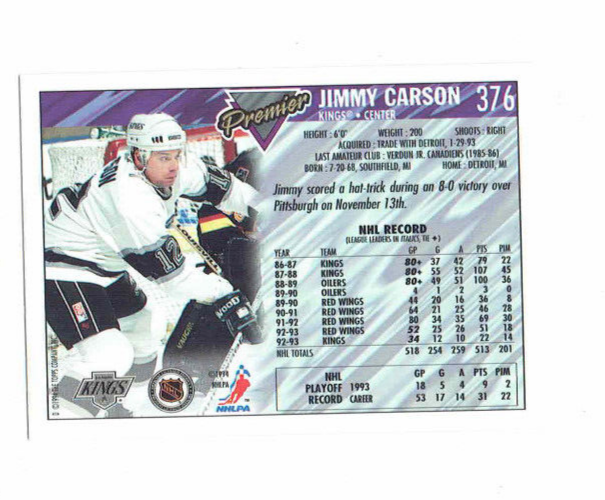 Jimmy Carson Los Angeles Kings C #376 Topps 1994 Hockey Card | eBay