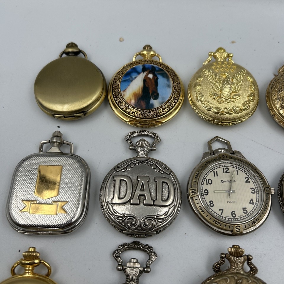 Lot Of 20 Assorted Pocket Watches, Brut, Relic, Majestron, Amitron ...