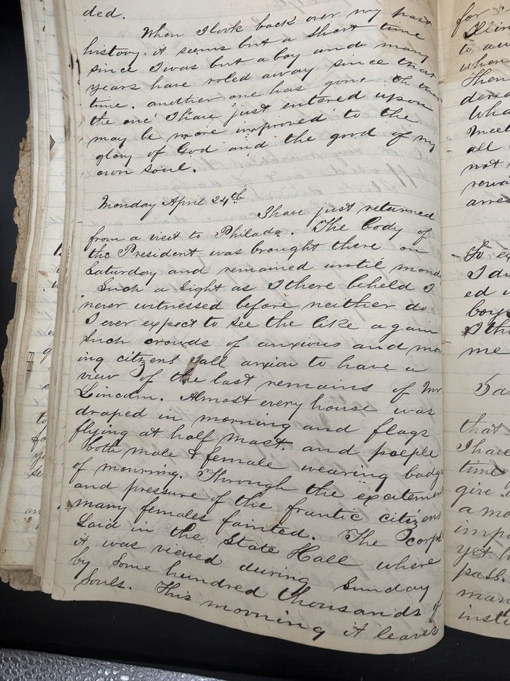 1860s Civil War Diary Hospital Worker Assassination of Abraham Lincoln ...