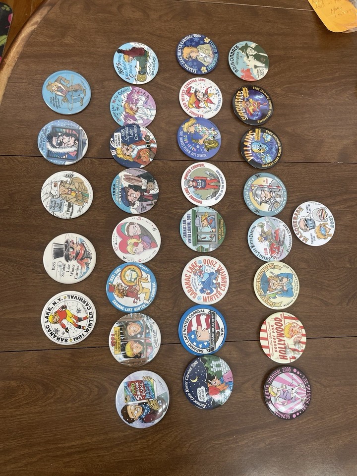 Gary Trudeau saranac lake winter carnival buttons X 30 Doonesbury | eBay