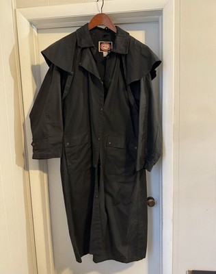 The Australian Outback Collection Coat Mens Large Black Oilskin Duster ...