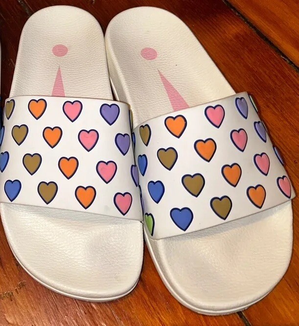 Womens Roller Rabbit Rainbow Disco Hearts Slides Shoe… - Gem