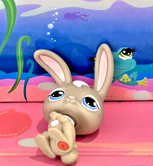 LITTLEST PET SHOP LPS AUTHENTIC GREY & WHITE LOP EAR BUNNY RABBIT #14 ...