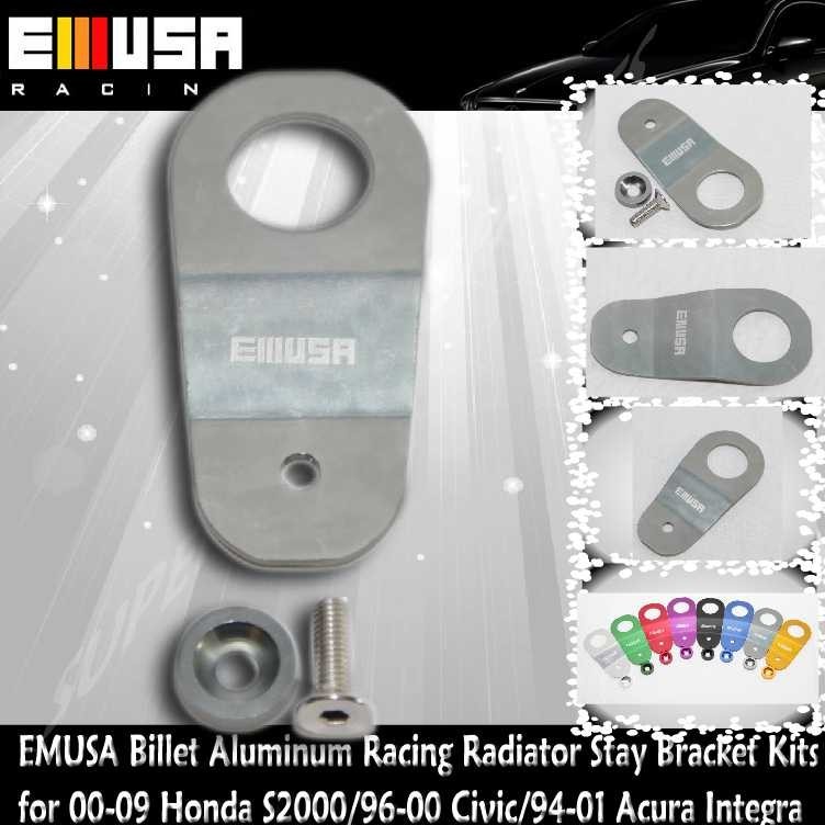 EMUSA Billet Aluminum RacingRadiatorStay Bracket Kit fit 00-09 S2000 ...
