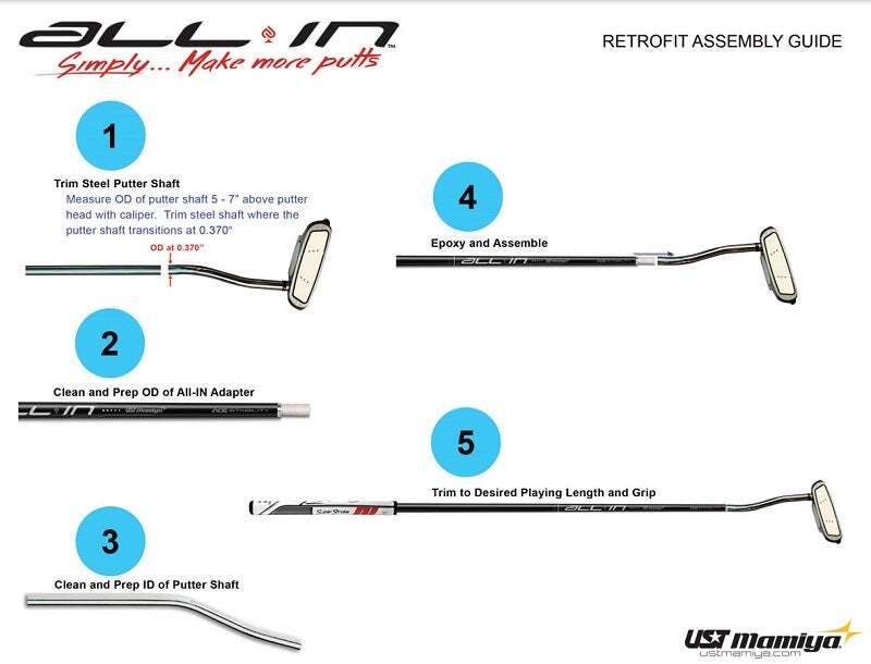 UST Mamiya ALL-IN PUTTER Graphite Shafts Retro Fit Tip/.370 Tip/.370 ...