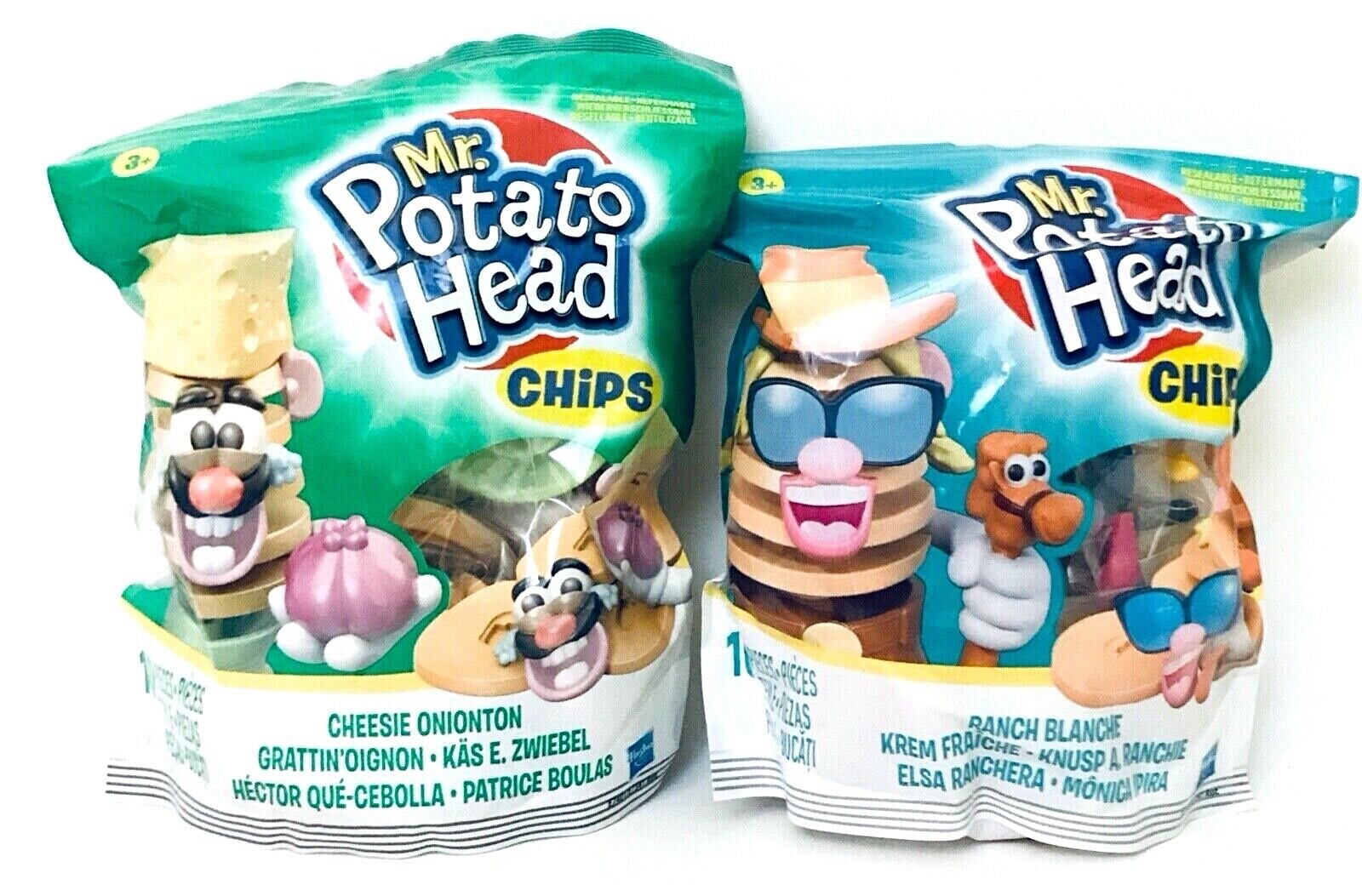2 Ct Hasbro Mr Potato Head Chips Cheesie Onionton & Ranch Blanche 10 Pc ...