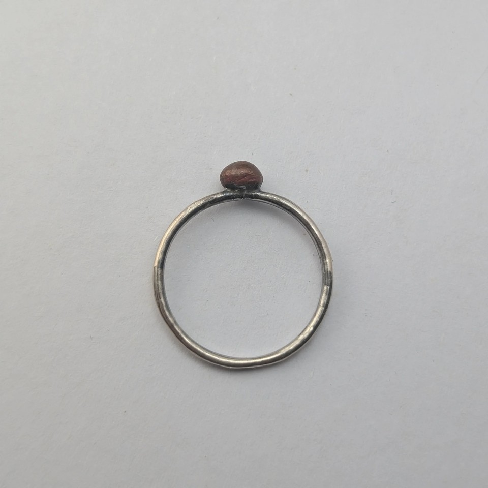 Sterling Silver Pebble Stacking Ring, Hammered Band | eBay UK