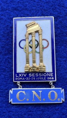 Rare 1966 Rome Roma IOC Olympic Session CNO NOC Badge LXIV Pin Badge ...