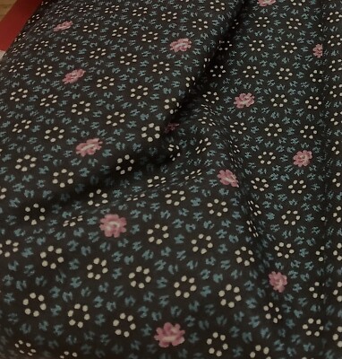 Springs Industries VTG PETITE CALICO PINK TEAL BLACK FLORAL COTTON ...