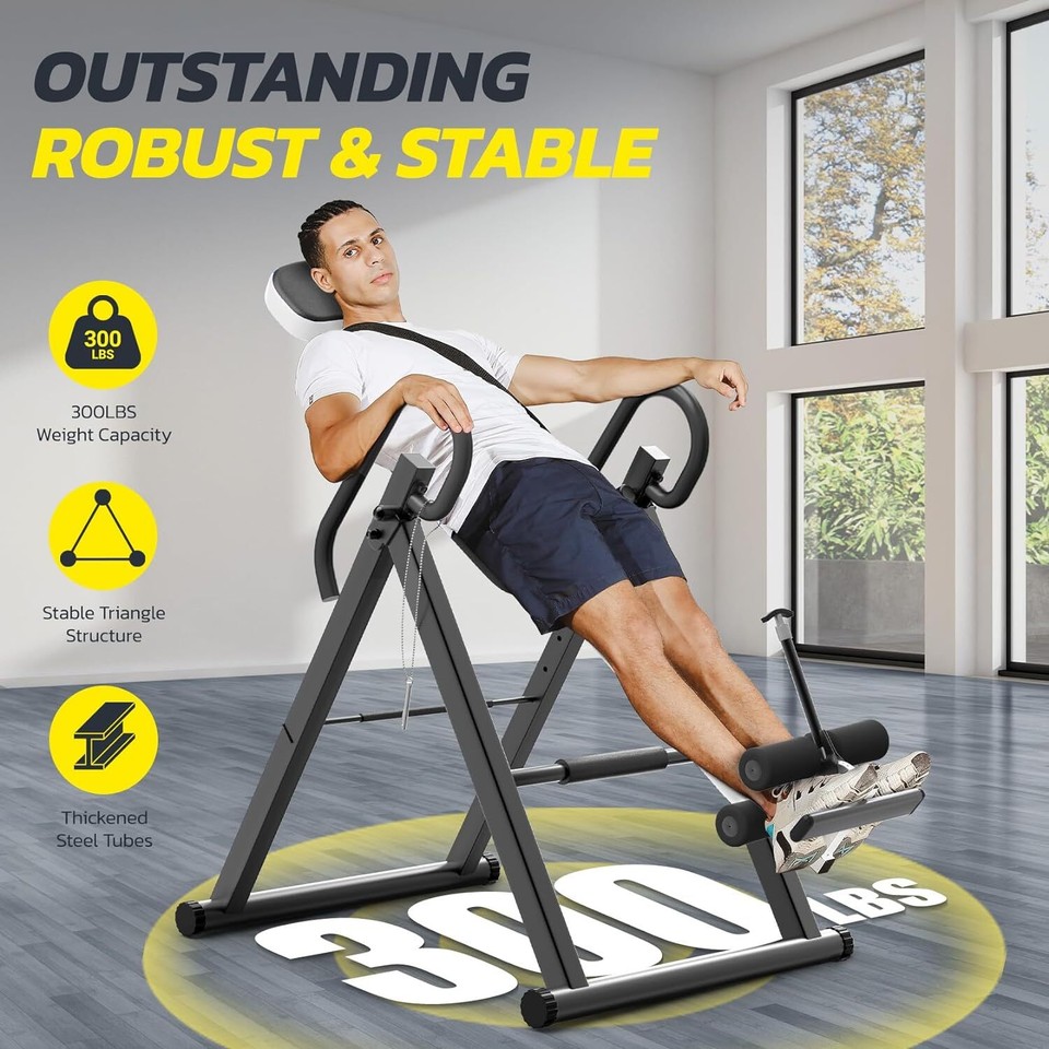 Foldable Inversion Table for Back Pain Relief Heavy Duty Back Stretcher ...