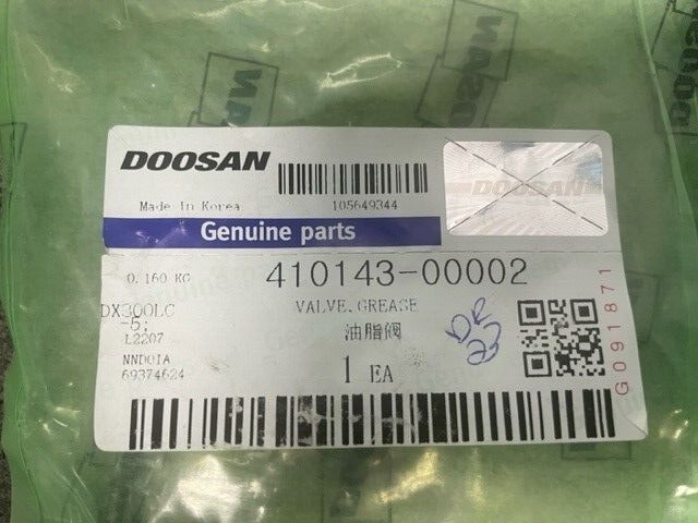 Genuine Doosan 410143-00002 Grease Valve for sale online | eBay