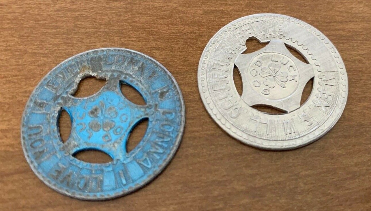 Good Luck Tokens Lot of 2 Vintage Aluminum Blue | eBay