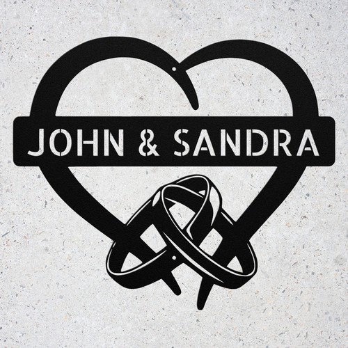 Custom Heart with Rings Metal Art Sign Wedding Gifts Valentines Gift ...