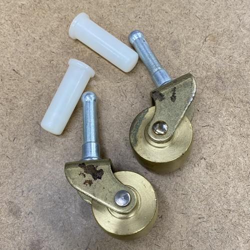 1Pair New/Blemished Brass Front Casters/Wheels for Spinet/Console ...