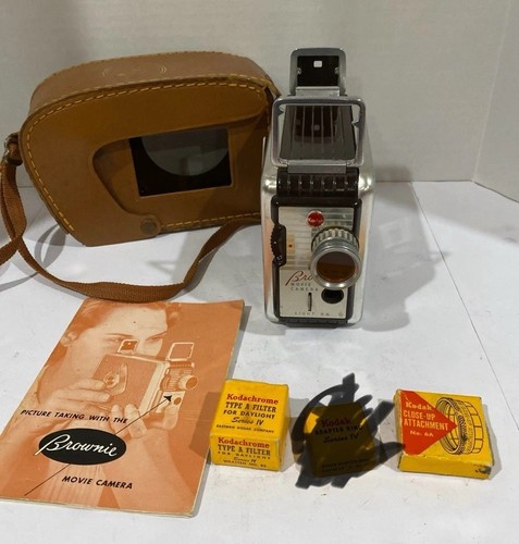 Vintage Kodak 8mm Brownie Movie Camera W/ Case , Manual And Accessories ...