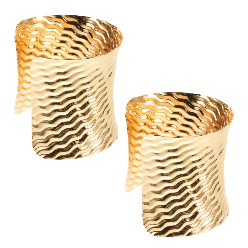2 PCS Stylish Wide Bracelet Bangle Bracelets for Girls Grooved Cuff ...