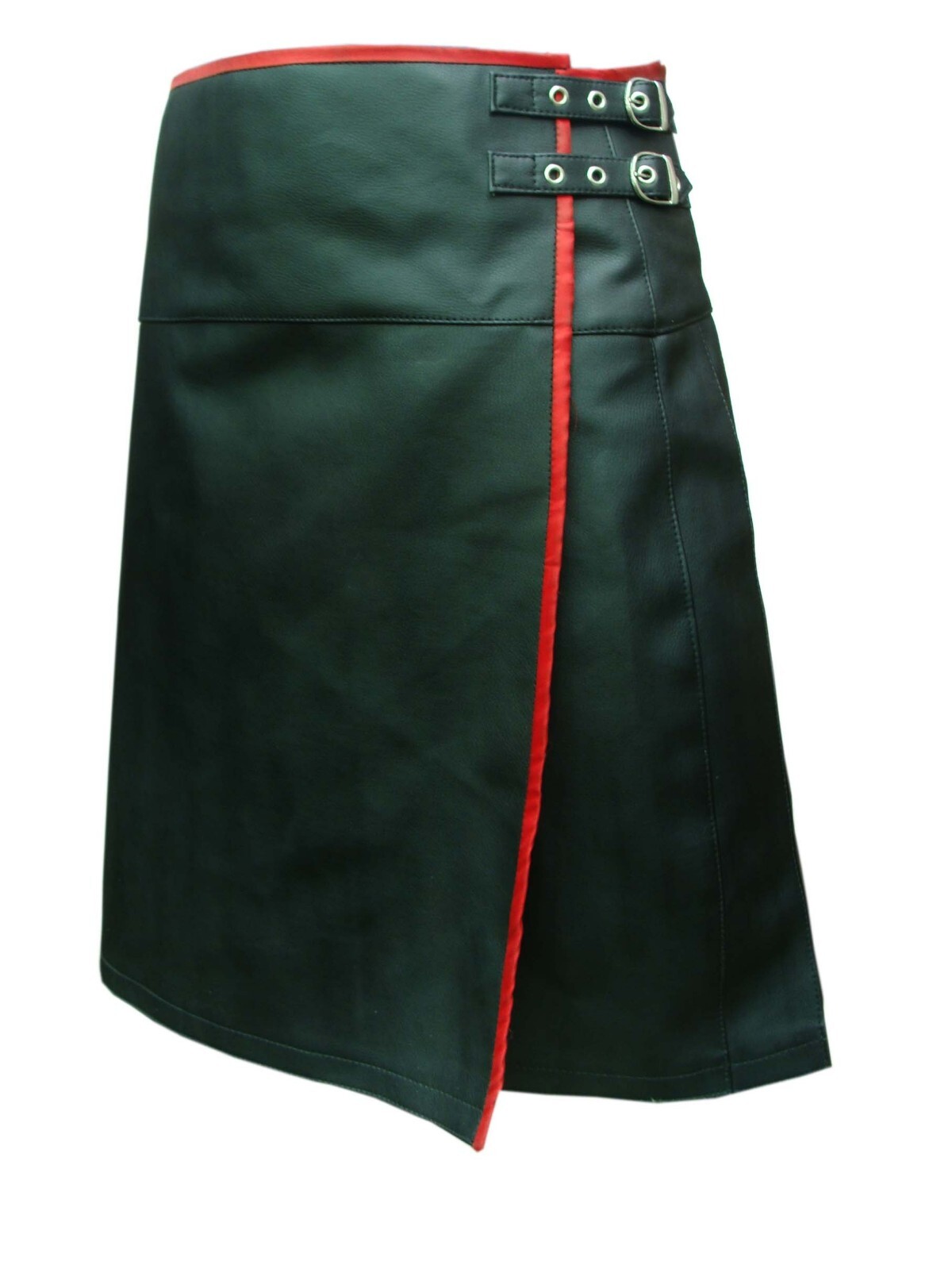Mens Real Leather Kilt Wrap Style LARP Pleated Scottish Flat Front with ...