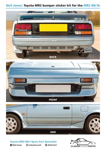 TOYOTA MR2 MK1 Mk1b STRIPE STICKER SET IN LIGHT SILVER. AW11 DECALS MR2 ...