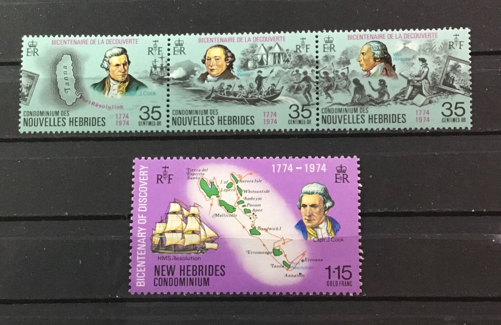 NEW HEBRIDES (BRITISH) # 191a, 192. BICENTENARY OF CAPTAIN COOK'S ...