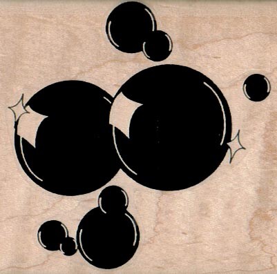 Bubbles (Large Black) 2 3/4 x 2 3/4" Rubber Stamp, Bubbles Stamp, Mixed ...