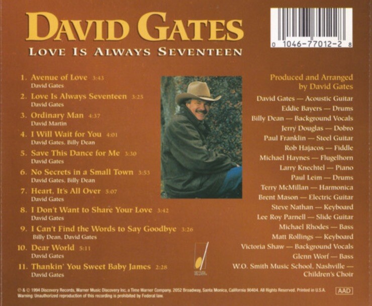 Love is Always Seventeen by David Gates (CD, Aug-1994, Discovery ...
