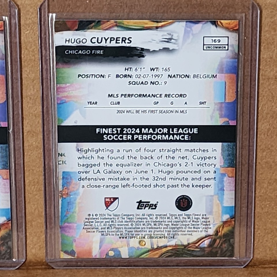 Hugo Cuypers 2024 Finest Blue Refractor Uncommon Card #31/75 Chicago ...