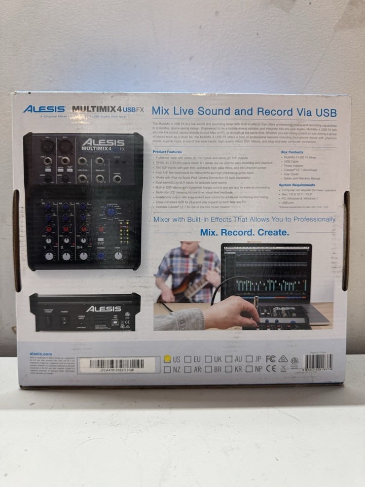 NEW-Alesis MULTIMIX 4USB FX 4-Channel Mixer w/Effects & USB Recording ...