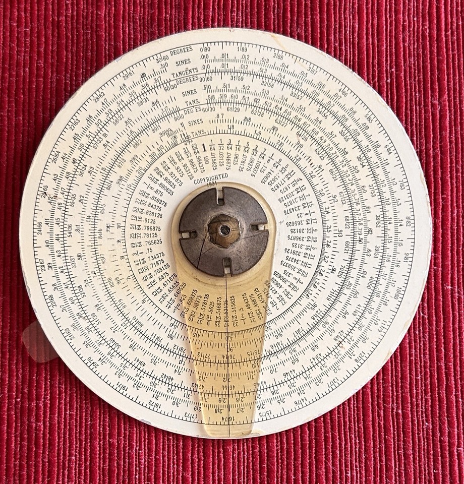 Vintage Circular (Slide Rule)* Trigonometry, Metric to Imperial ...