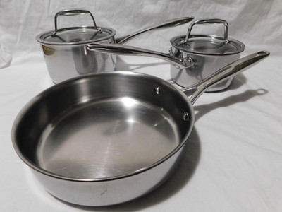 Pampered Chef Stainless Steel Saucepans 2qt & 3qt and 10" Sskillet ...