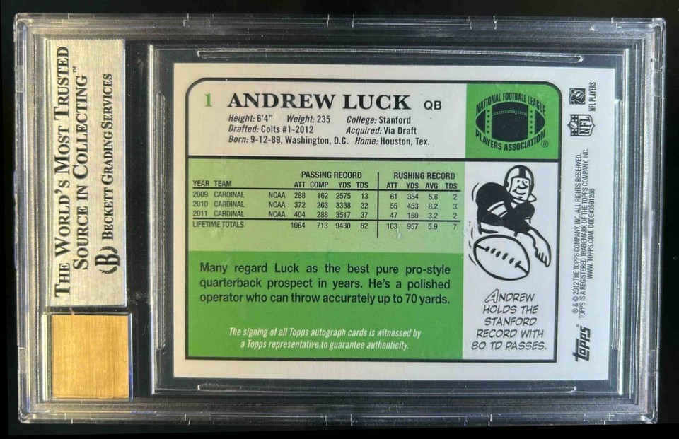 2012 Topps Andrew Luck 1984 Auto Rookie RC #/100 Colts BGS 8.5/10 | eBay