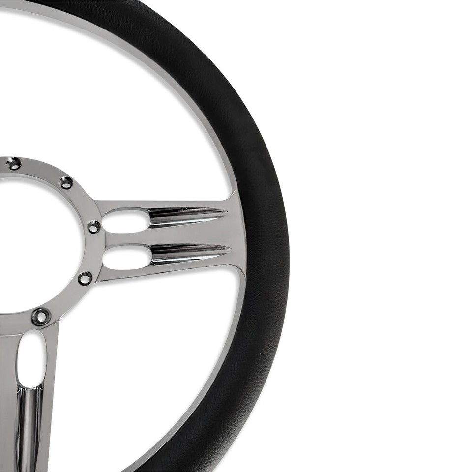 Black 14" Chrome Billet Aluminum Bullet Steering Wheel 9 Holes Half ...