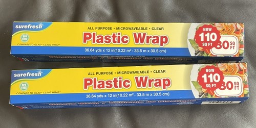 2 Pcs Sure Fresh Plastic Cling Wrap, 110 Sq Ft Each | eBay