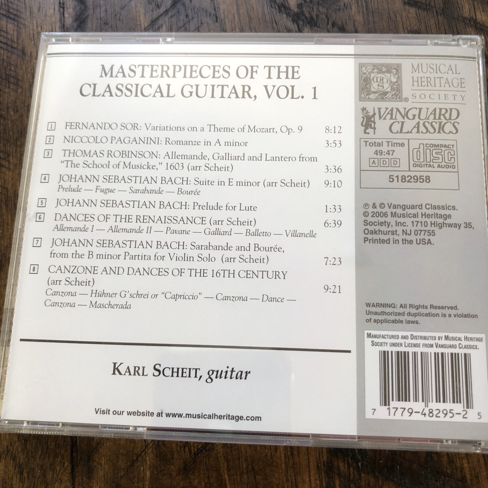 Masterpieces of The Classical Guitar Volume 1 by Karl Scheit (cd 2008 ...