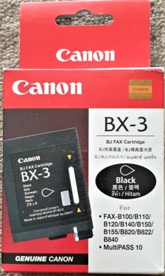 Canon BX-3 Genuine Black BJ FAX Ink Cartridge FAX-B100 B110 B820 B150 ...
