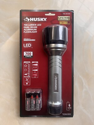 Husky LED Flashlight 700 Lumens Aluminum Dual Beam - Unbreakable | eBay