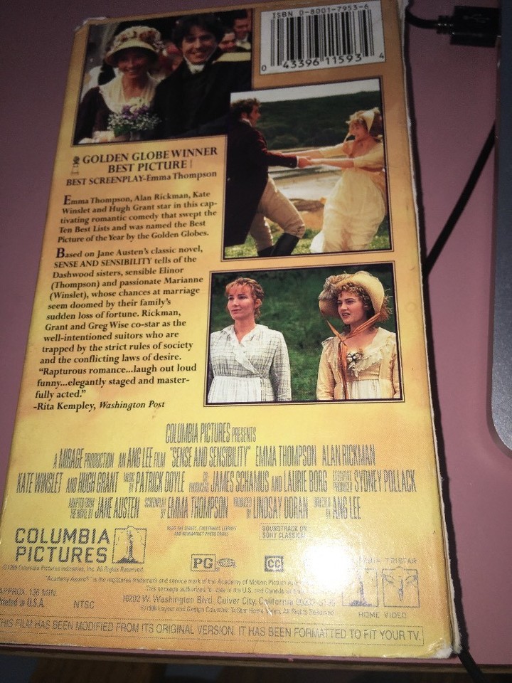 Sense and Sensibility VHS Video Tape Movie 43396115934| eBay