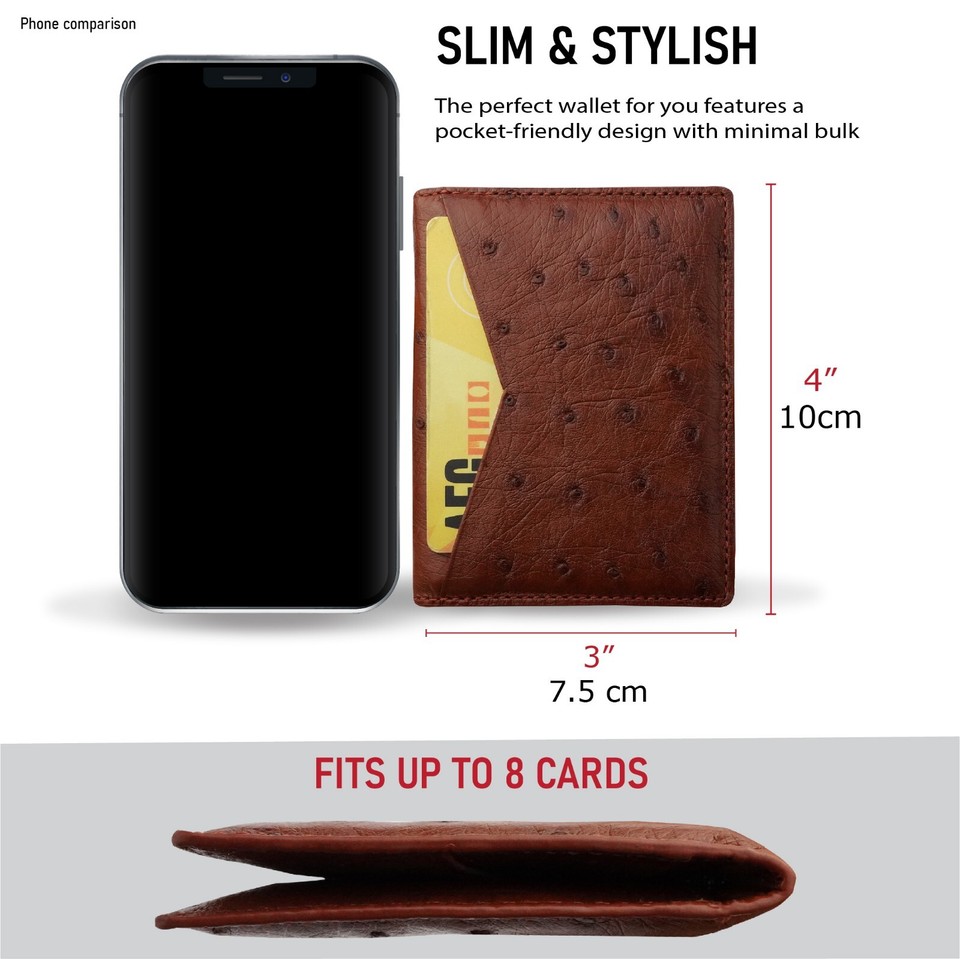 Genuine Crocodile Ostrich Leather Cardholder Double side Skin Bifold ...