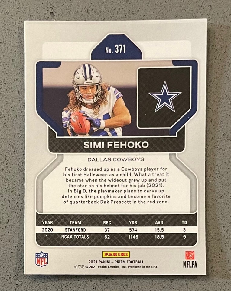 2021 Panini Prizm Football NFL #371 Simi Fehoko Base RC Rookie Card ...
